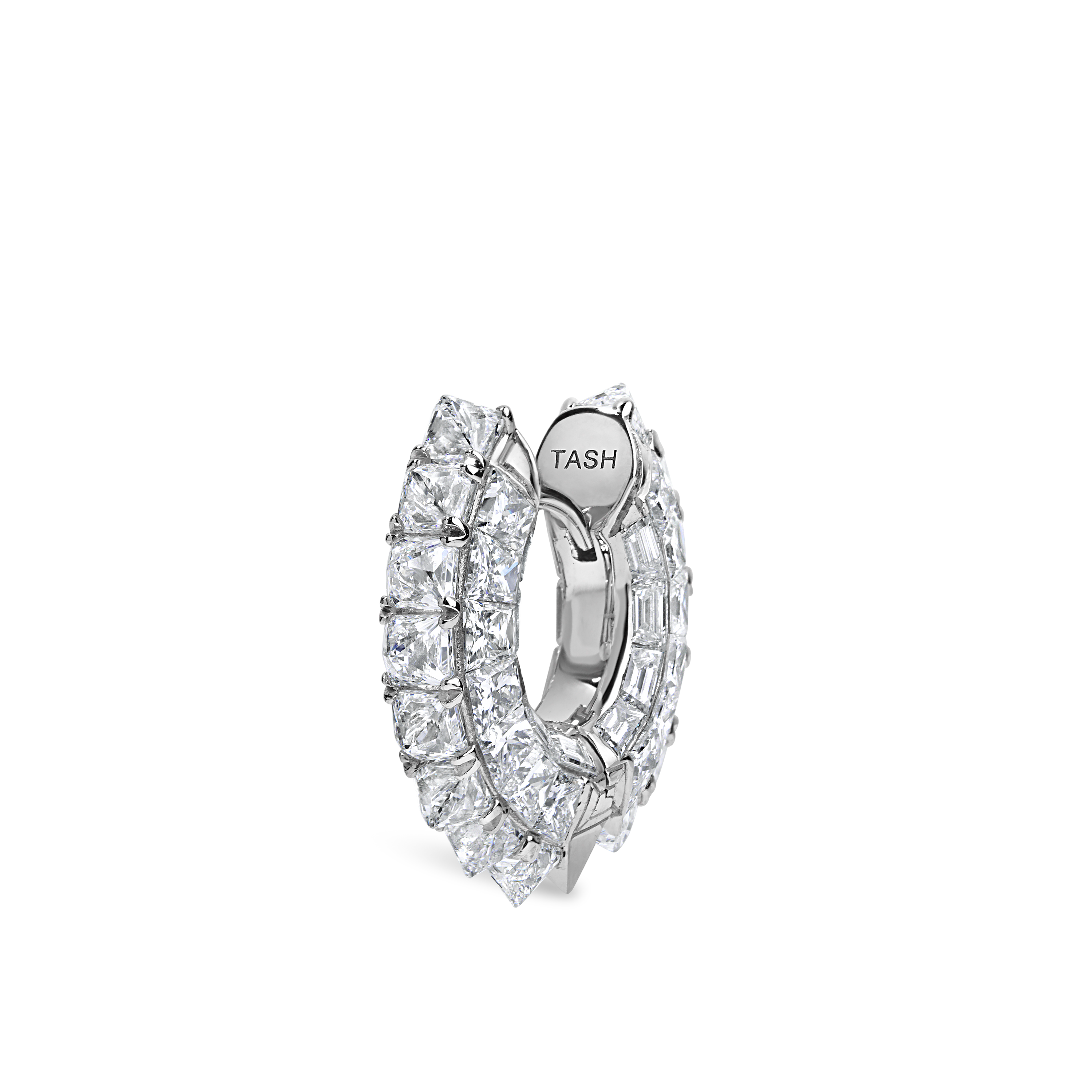Pyramid Diamond and Baguette Pavé Hoop Earring – MARIA TASH