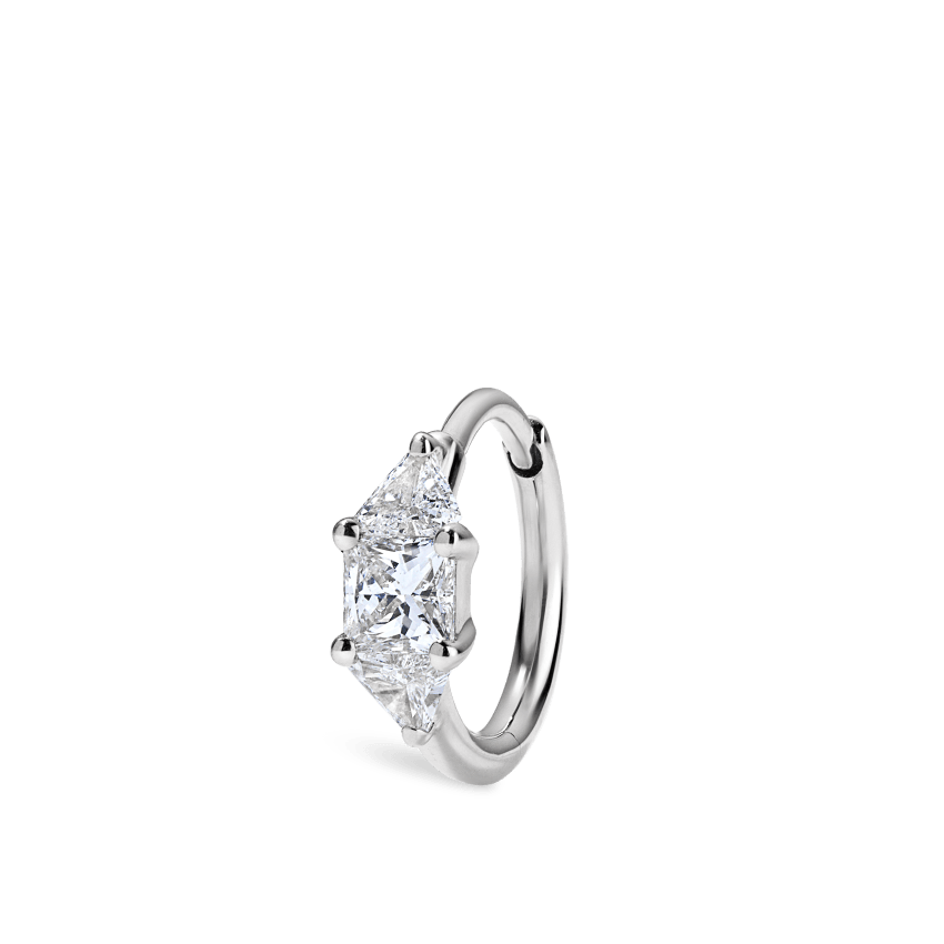 3mm Diamond Princess Triangle Hoop Earring (Non-Rotating) – MARIA TASH