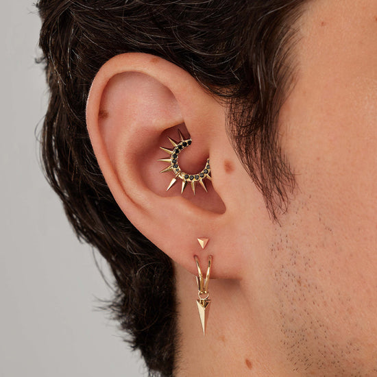 Metal Mohawk with Black and White Diamond Pavé Hoop Earring – MARIA TASH