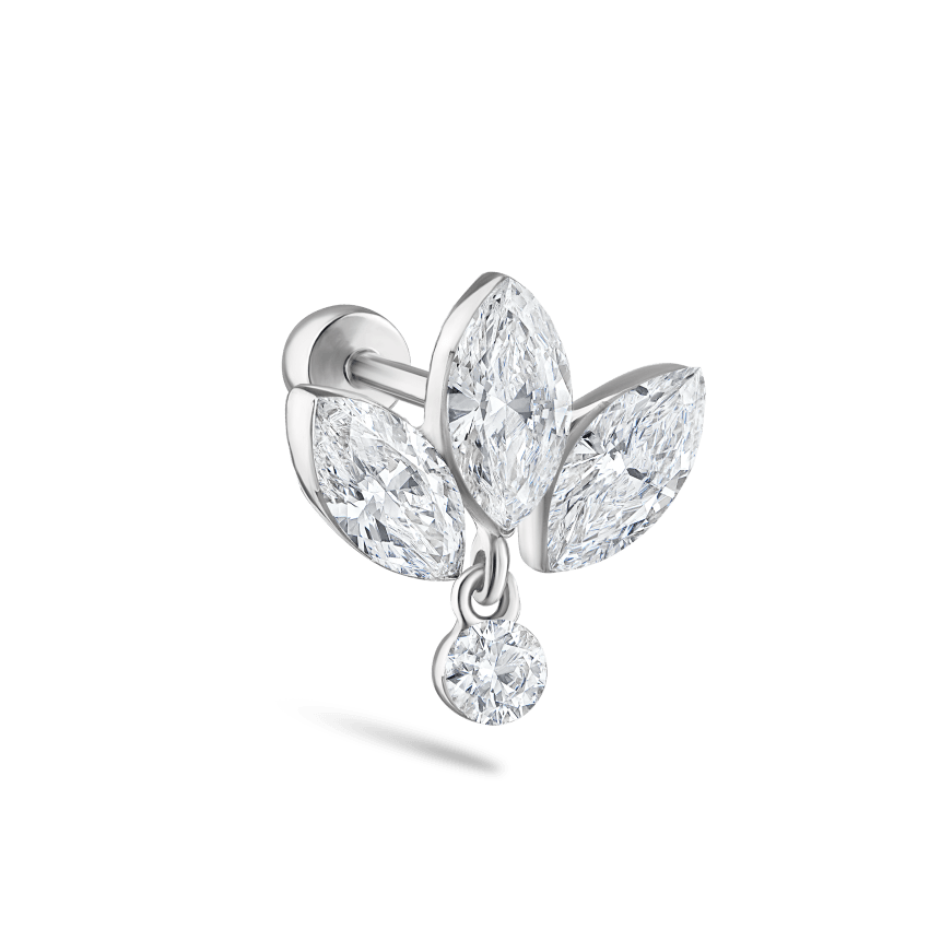 Invisible Diamond Lotus with Dangle Threaded Stud Earring – MARIA TASH