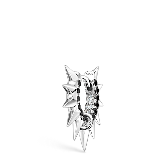 Metal Mohawk with Black and White Diamond Pavé Hoop Earring – MARIA TASH